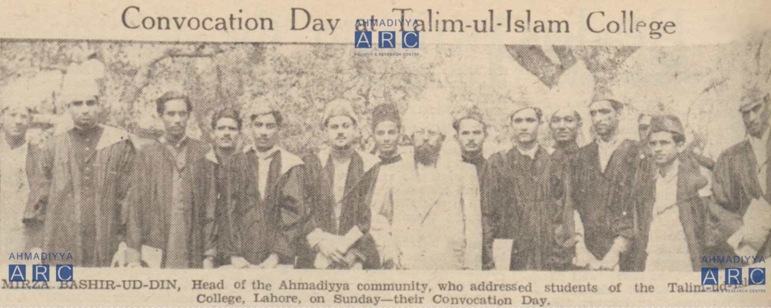 Hazrat Musleh-e-Maud’s address at Talim-ul-Islam College Convocation, 1950